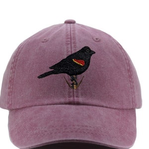 Red Winged Blackbird Embroidered Hat, Low Profile Baseball Cap, Dad Hat ...