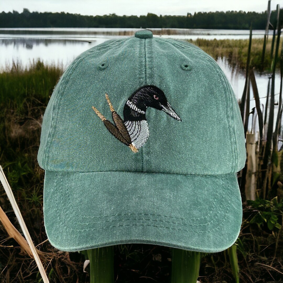 Loon Embroidered Low Profile Dad Hat, Baseball Mom Cap, Waterfowl Bird ...