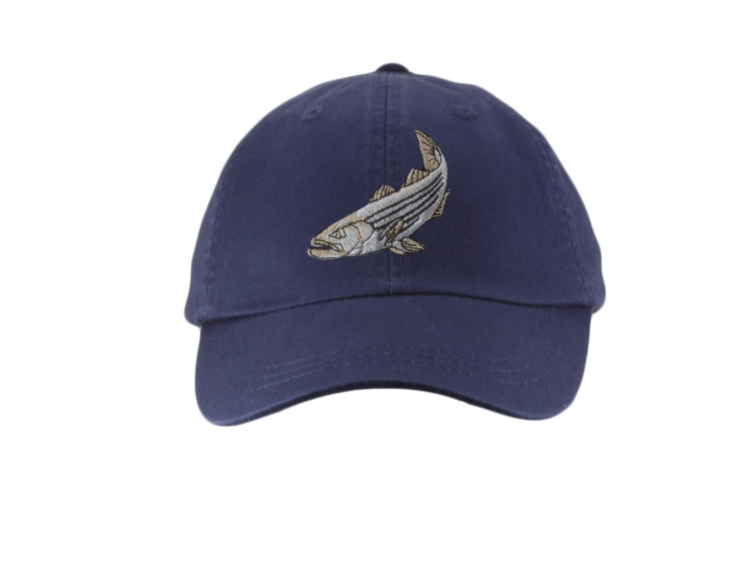 Striped Bass Embroidered Hat, Baseball Cap, Dad Hat, Mom Cap, Wildlife ...