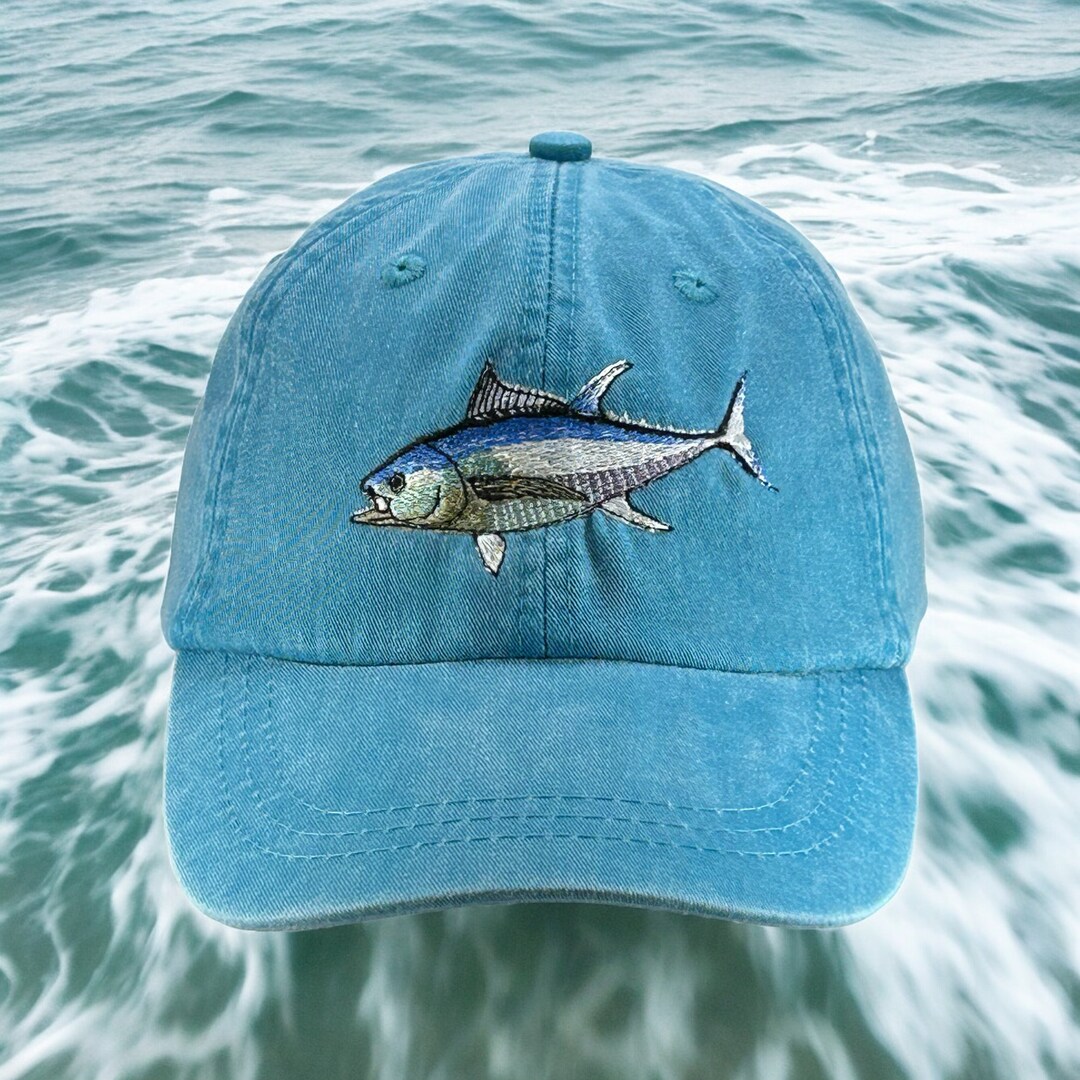 Tuna Embroidered Low Profile Dad Hat, Baseball Cap, Mom Cap, Yellowfin ...