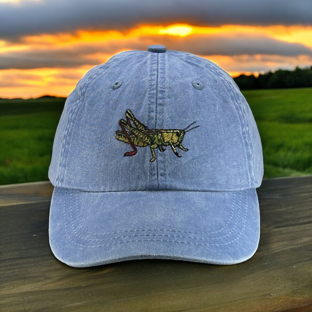 Grasshopper Embroidered Hat, Sun Cap, Gardening, Dad Hat, Mom Cap, Bug ...