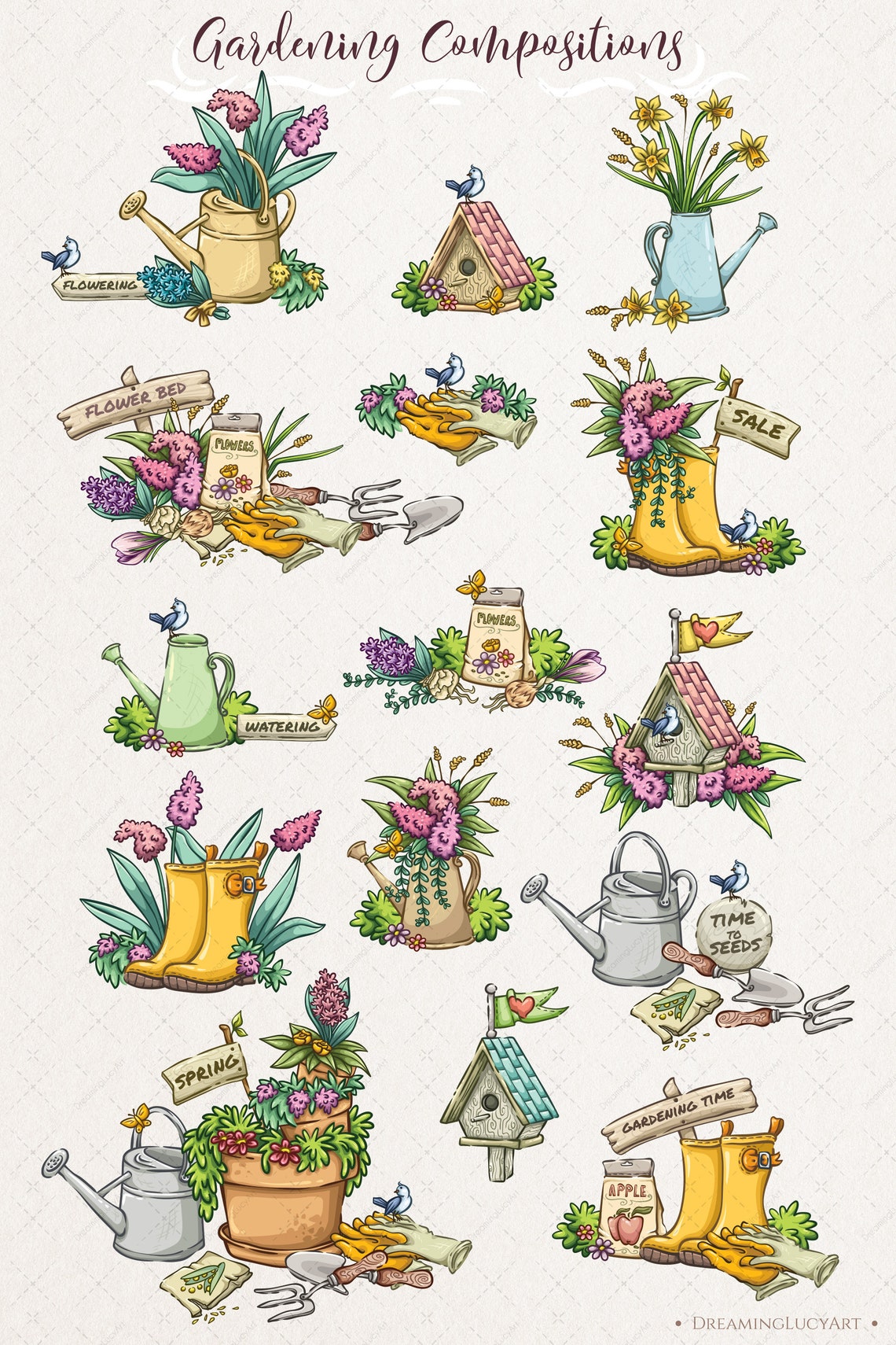 Gardening Tools Clipart, Farm Clipart, Spring Cleaning, Agriculture ...