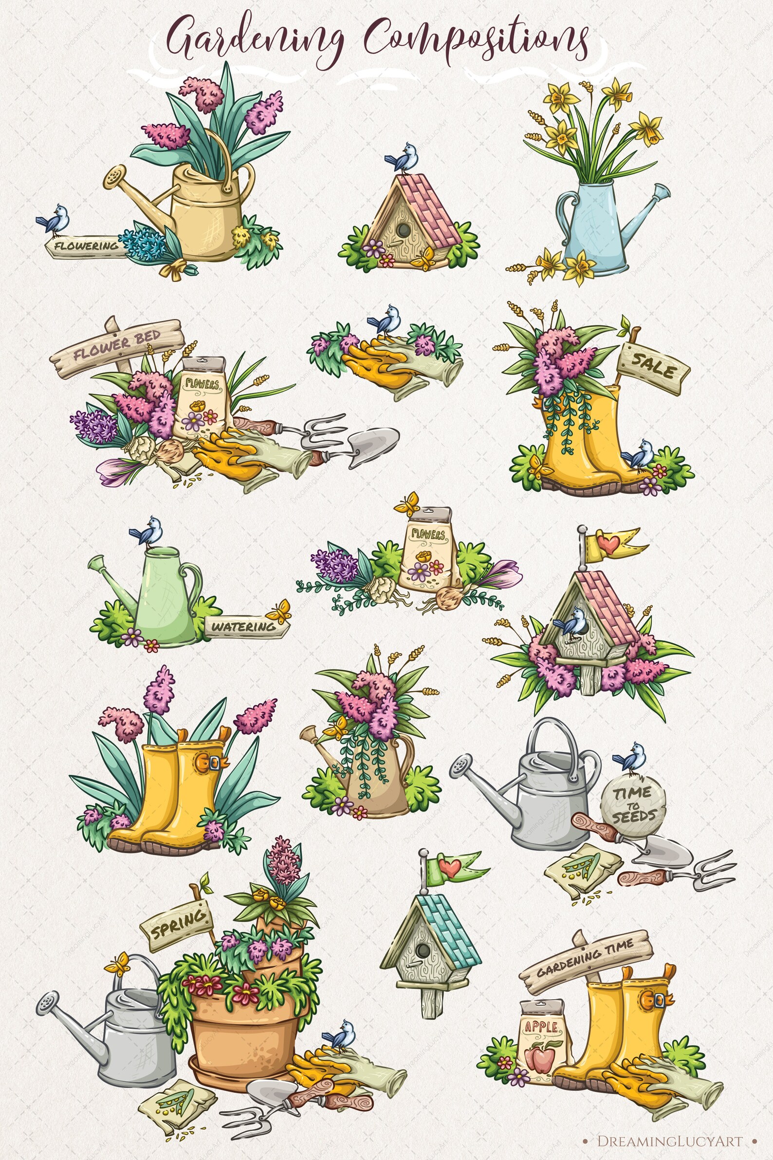 Gardening Tools Clipart, Farm Clipart, Spring Cleaning, Agriculture ...