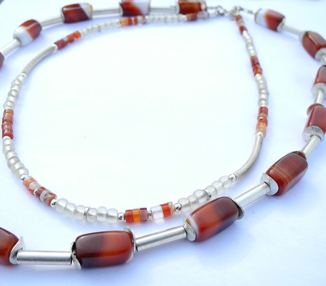 Petrified Fire Carnelian Necklace Carnelian Collier - Etsy