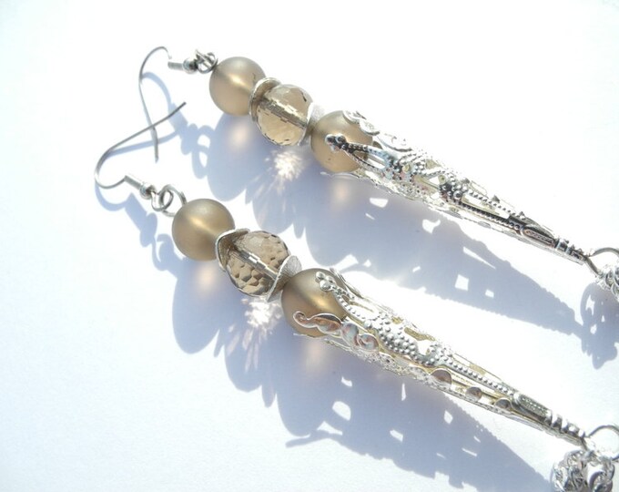 Aladdin Smoky Quartz Earrings, Smoky Quartz Dangles, Faceted Gemstone ...