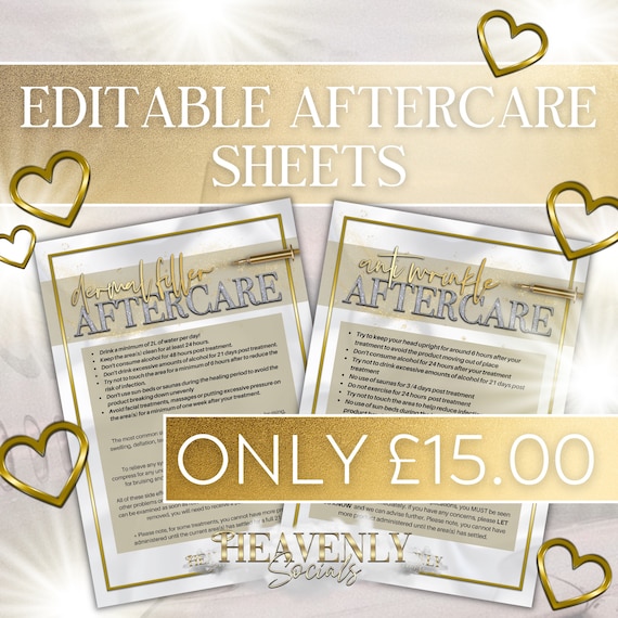 AFTERCARE SHEETS Editable and Printable Aesthetics - Etsy
