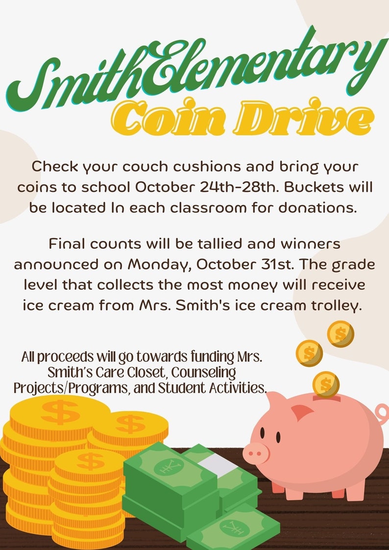 Coin Drive Fundraising Flyer digital File - Etsy