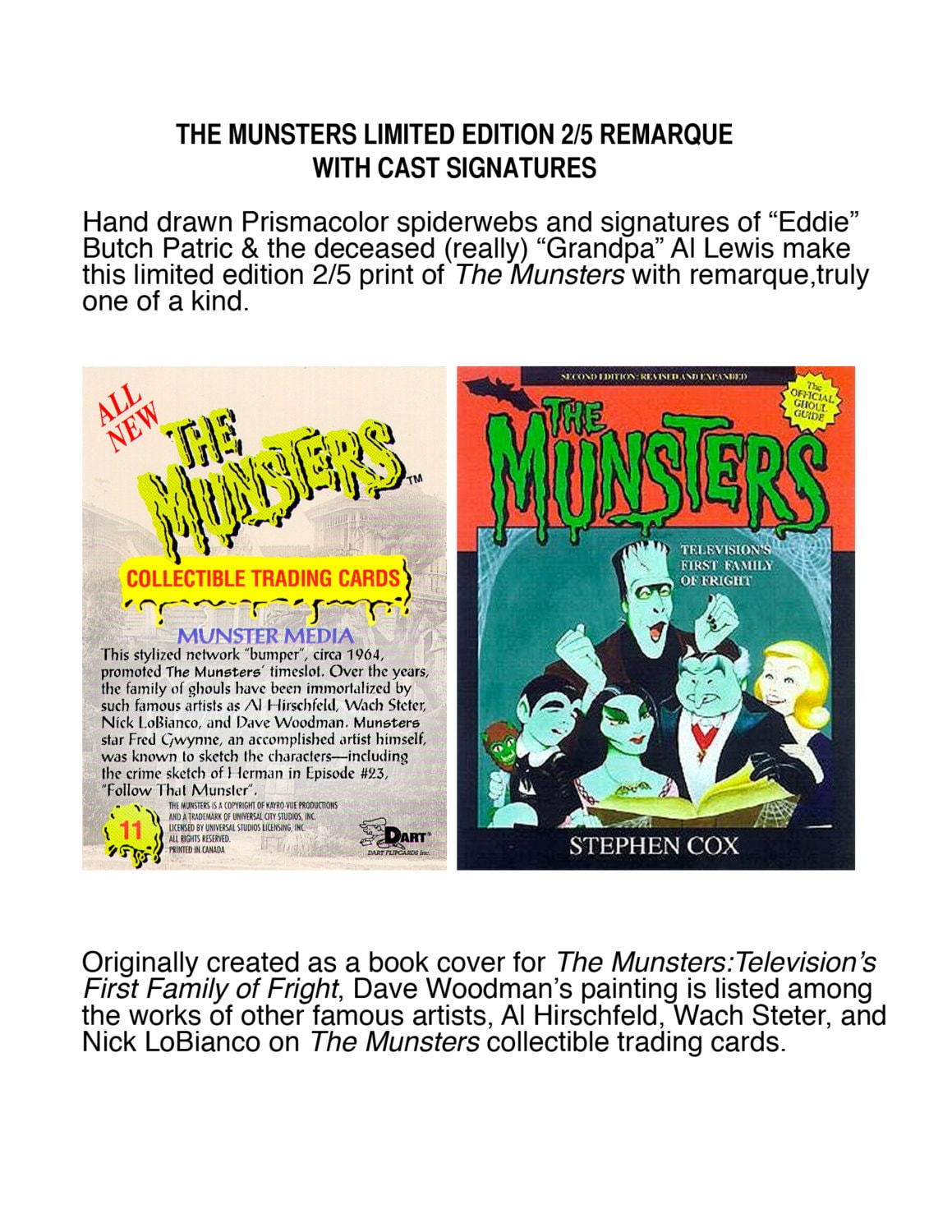Dave Woodman's THE MUNSTERS Parody Caricature Limited Edition Signed ...