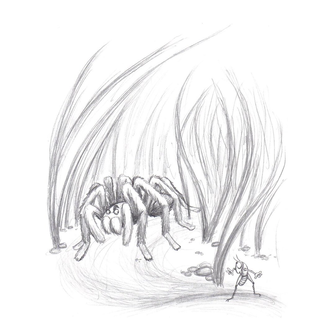 Tarantula and Grasshopper Characters Original Drawing - Etsy
