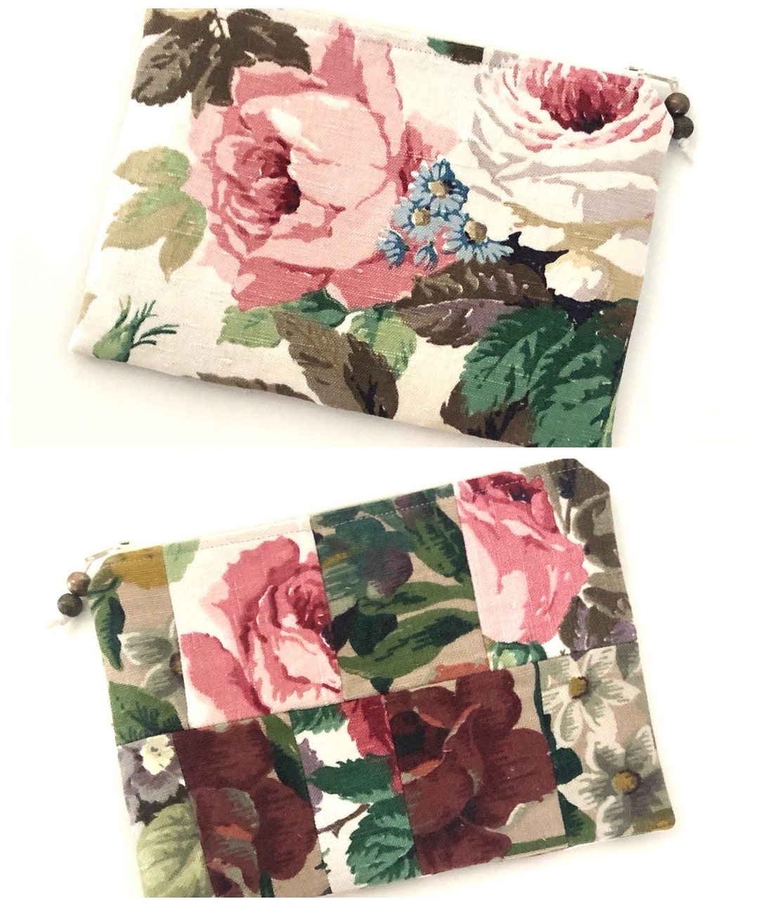 Vintage Sanderson Linen Pink Rose Purse, Essentials Purse, Handy Purse ...