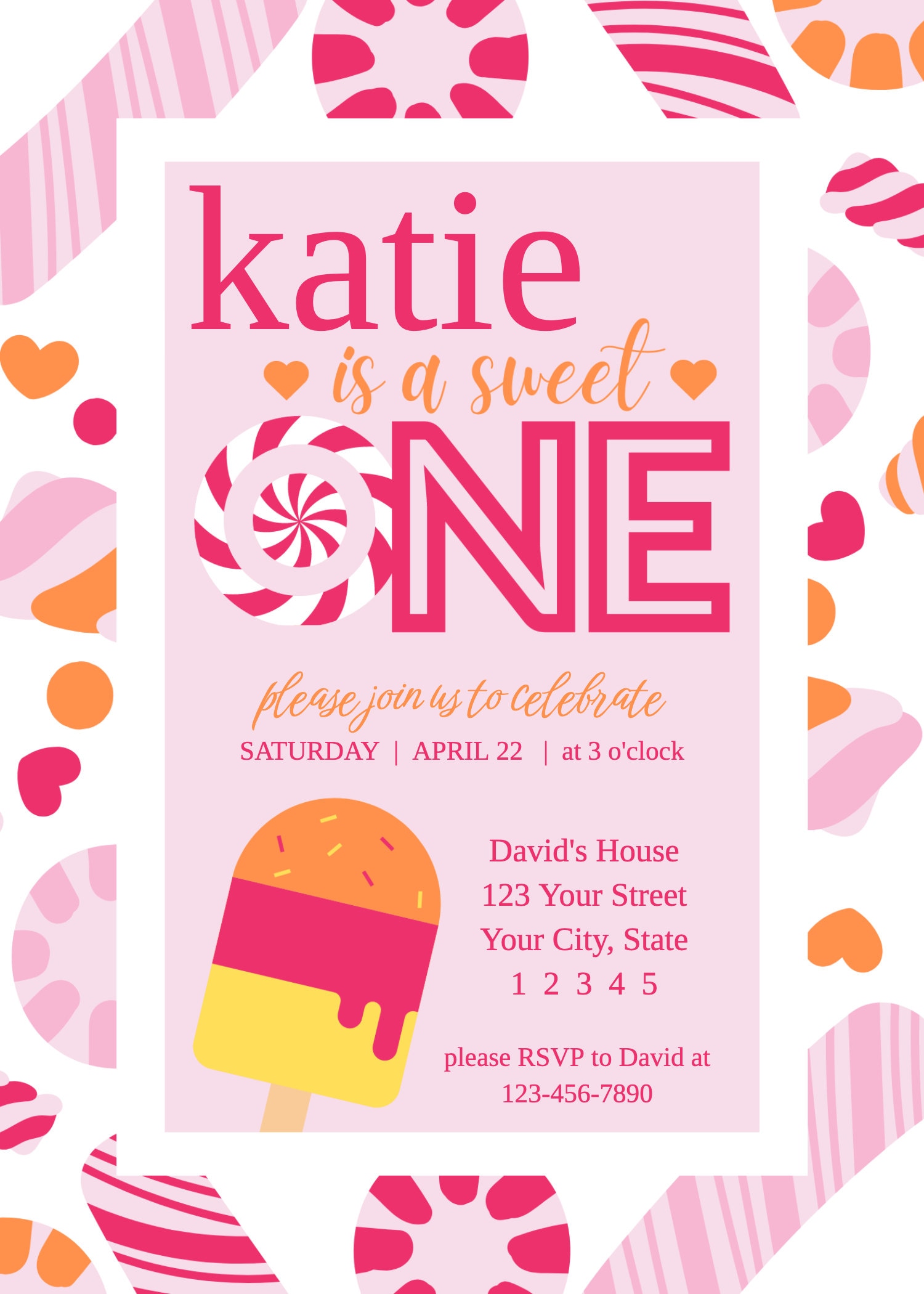 EDITABLE Sweet One Birthday Invitation Popsicle First - Etsy