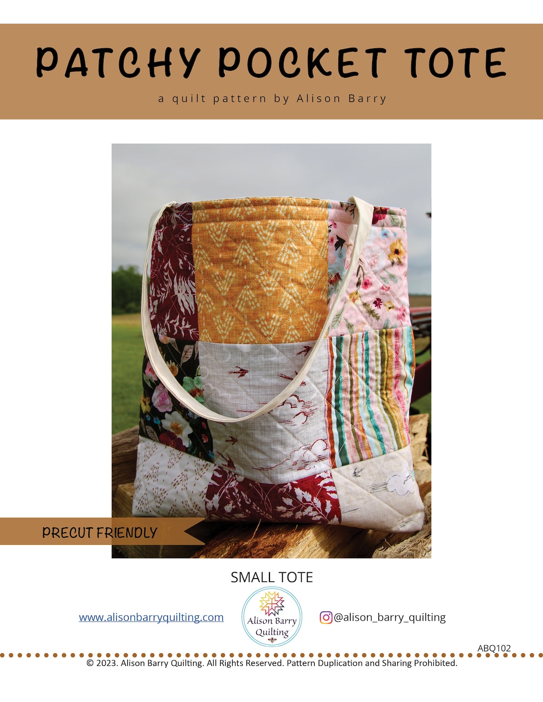 Patchy Pocket Tote - PDF Download - Precut Friendly - Charm Pack - Quilted Tote Bag - Quick ...