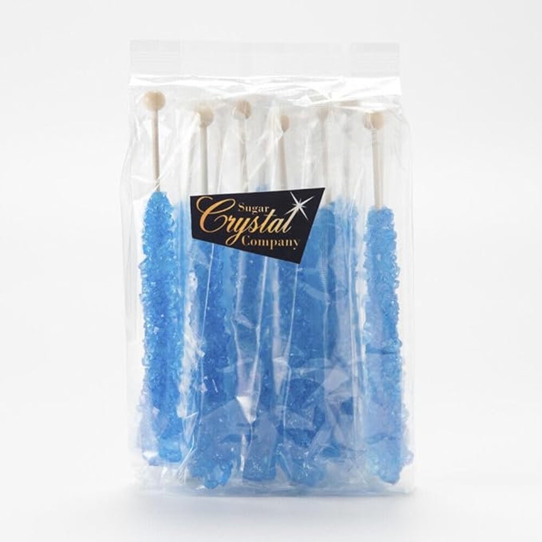 Blue Raspberry Rock Candy Sugar Crystal Rock on a Stick 12 X Lollies ...