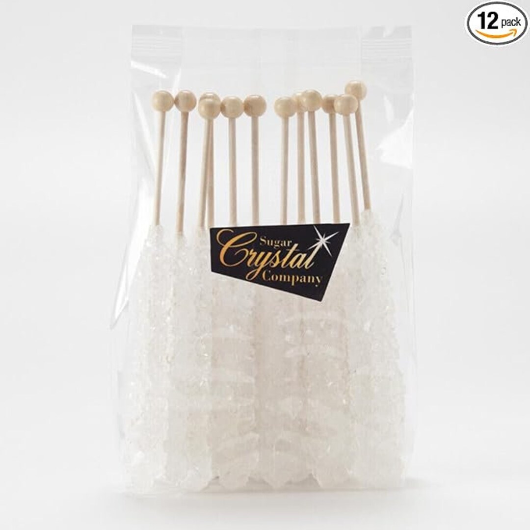 White Natural Rock Candy Sugar Crystal Rock on a Stick 12 X Lollies ...