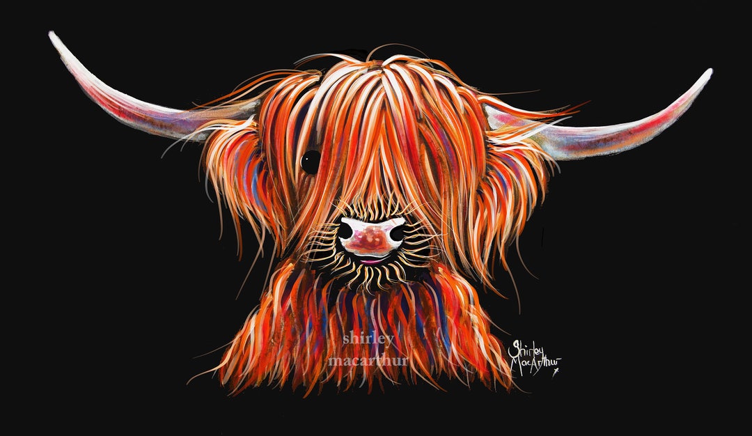 Highland Cow Print Charley, Cow ART, Cow Print, Cow ART, Cute Cow ...
