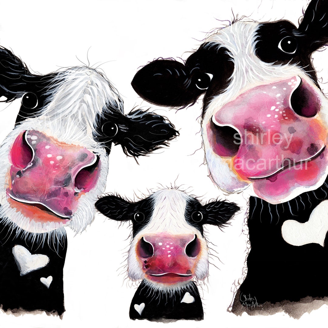 Cow Print of Original Painting the Nosey Family by Shirley Macarthur ...