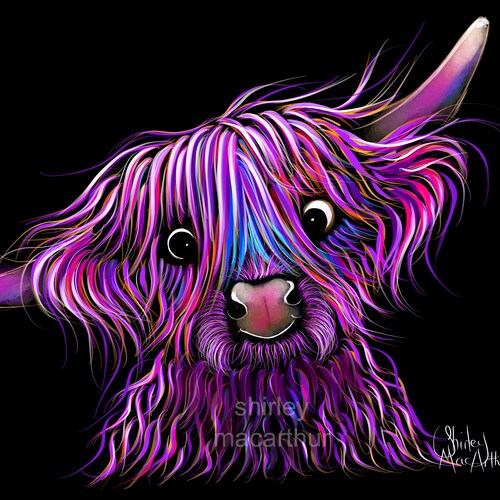 Highland Cow Print ' Huckleberry ' Shirley Macarthur - Etsy