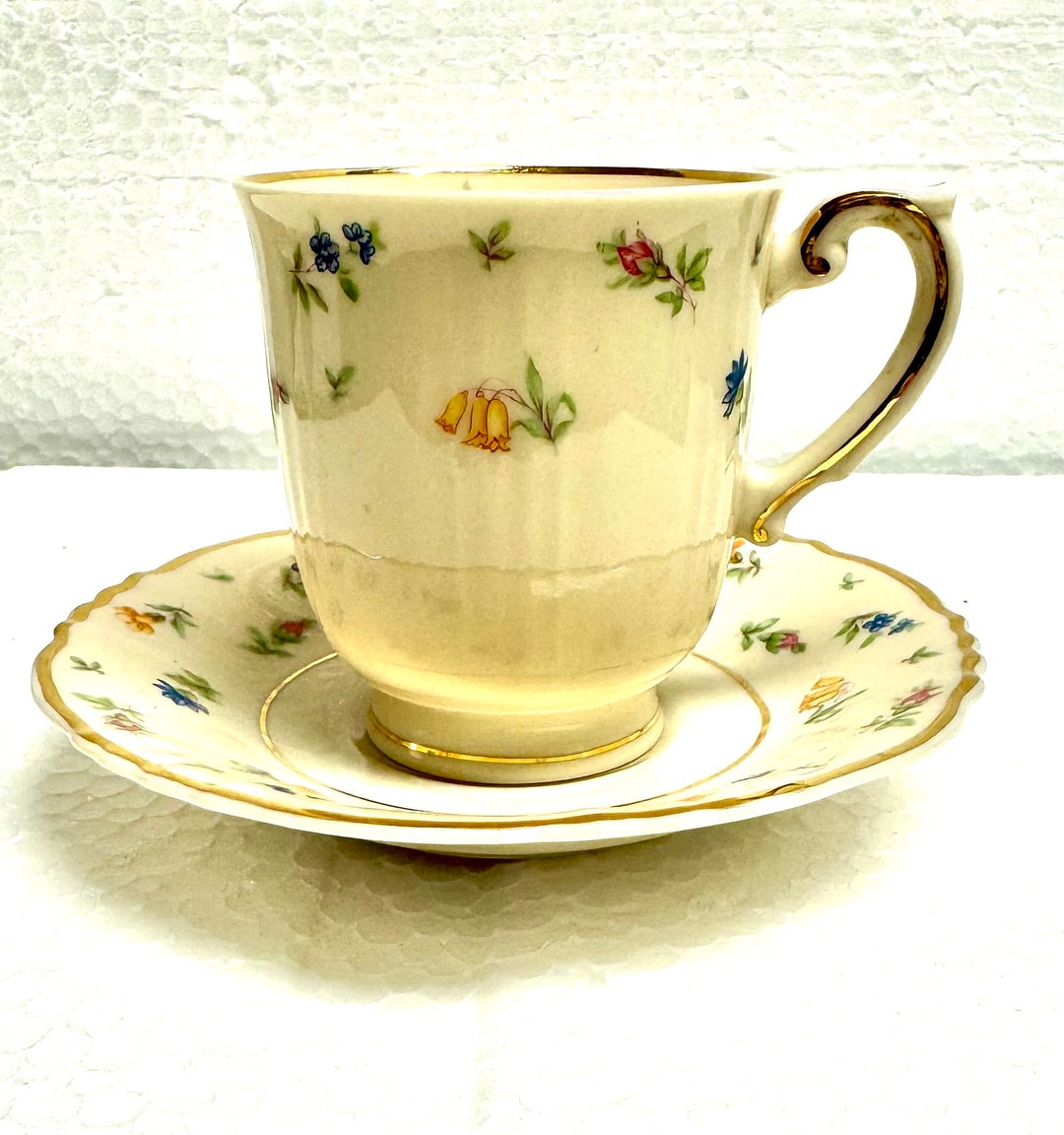 Vintage Federal Shape Pastel Floral Tea Cup & Saucer USA Syracuse China ...