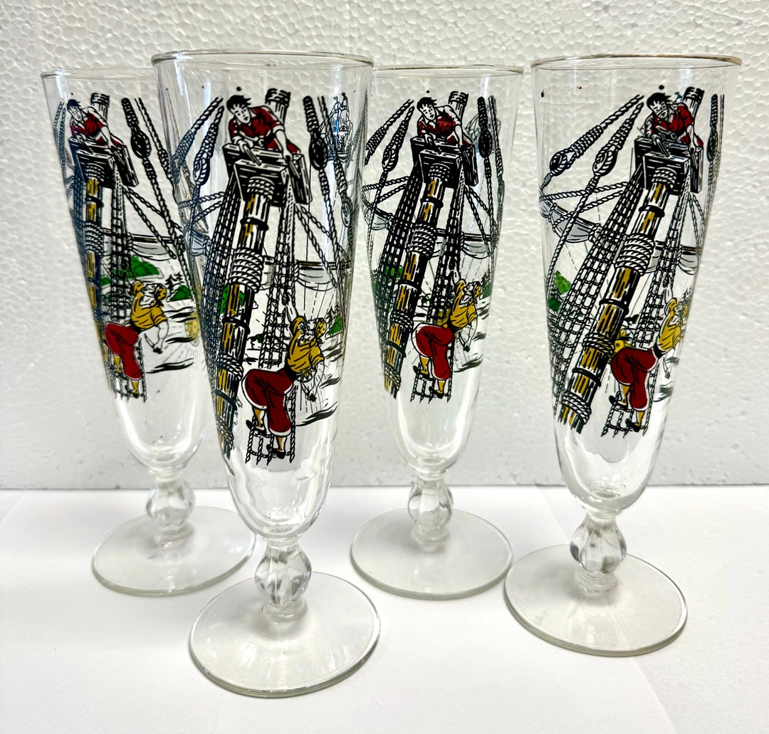 Vintage Libbey Treasure Island Pirate Pilsner Glassess Set of 4 - Etsy
