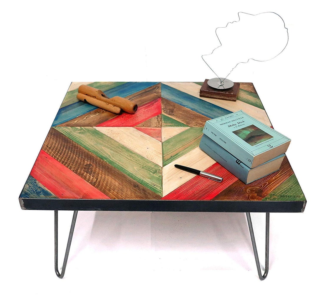 Customizable Colored Coffee Table kandinsky Model, Wood Top, Pallet ...