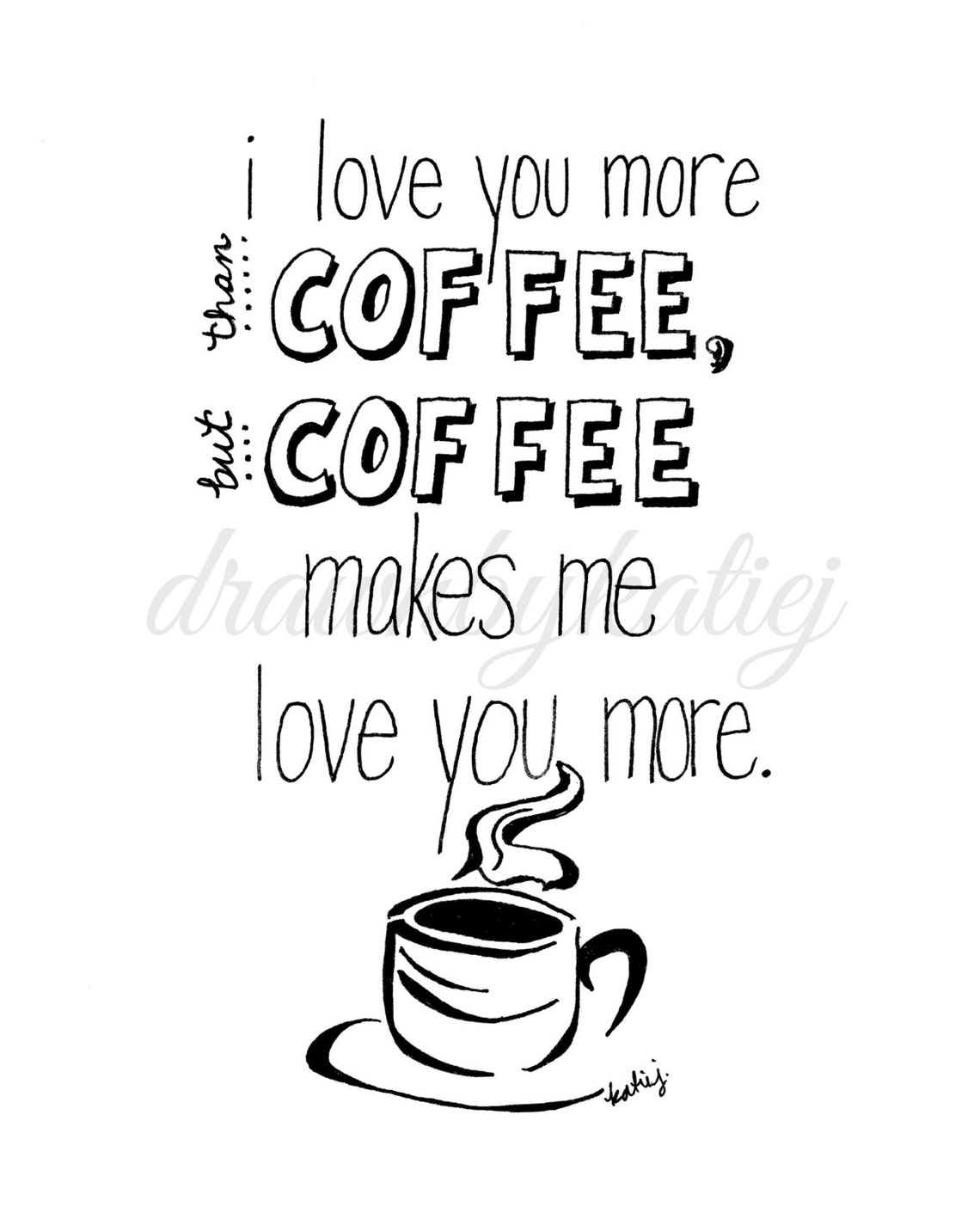 Coffee Love Printable Hand Lettered Art - Etsy