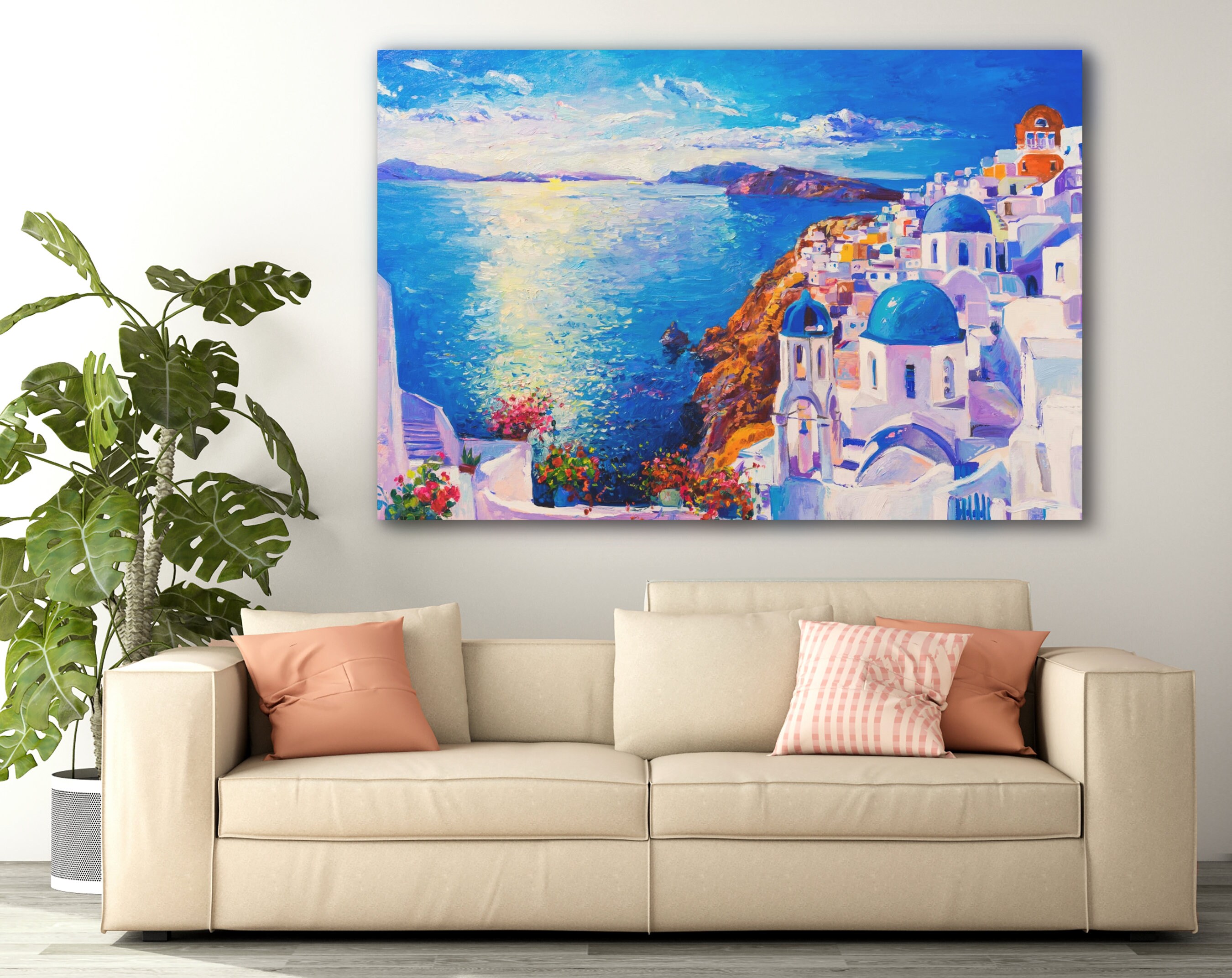Santorini Greece Wall Art Canvas Print Wall Decor Painting Island ...