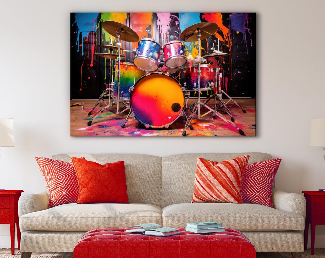 Drummer Canvas Art: Pop Street Graffiti Drums, Studio Decor - Etsy