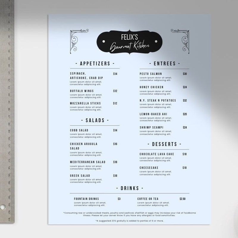 Bistro Menu Template - Etsy