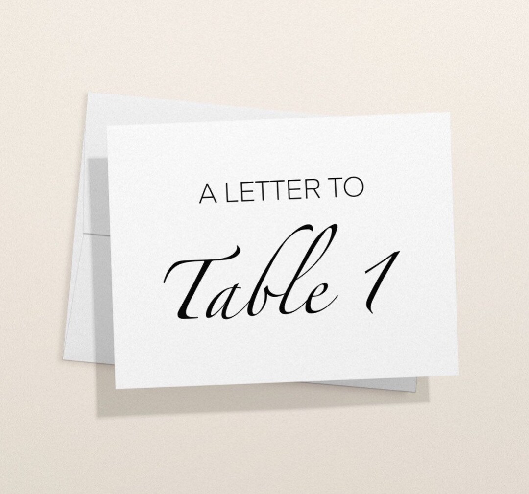 Letter to Table Wedding Card, Wedding Table Numbers, Table Placecard ...