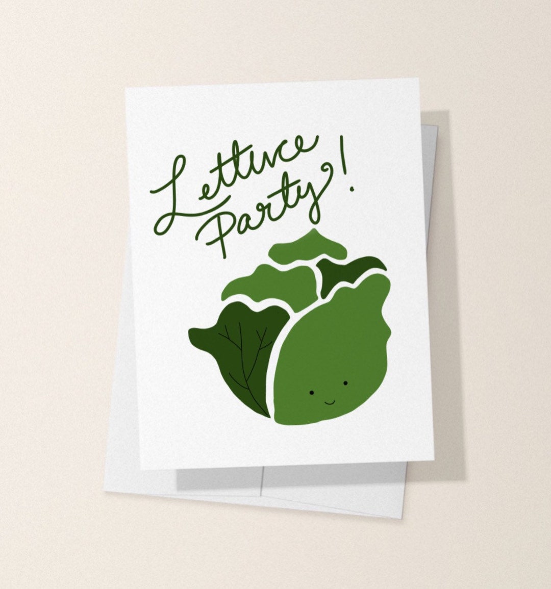 Lettuce Party Card, Birthday Card, Let Us Party, Punny Food Card, Cards ...