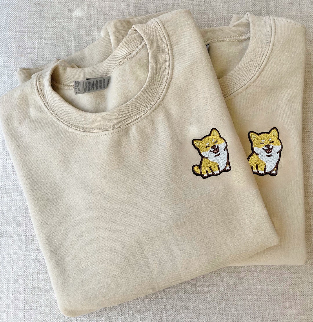 Shiba Inu Crewneck Sweatshirt, Embroidered Patch, Shiba Clothing, Gifts ...