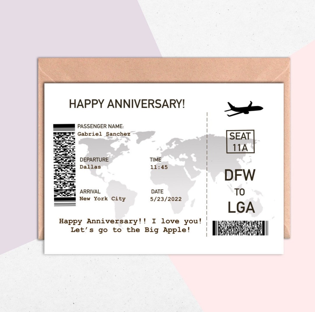 Custom Boarding Pass Gift, Custom Plane Ticket, Valentines Day ...