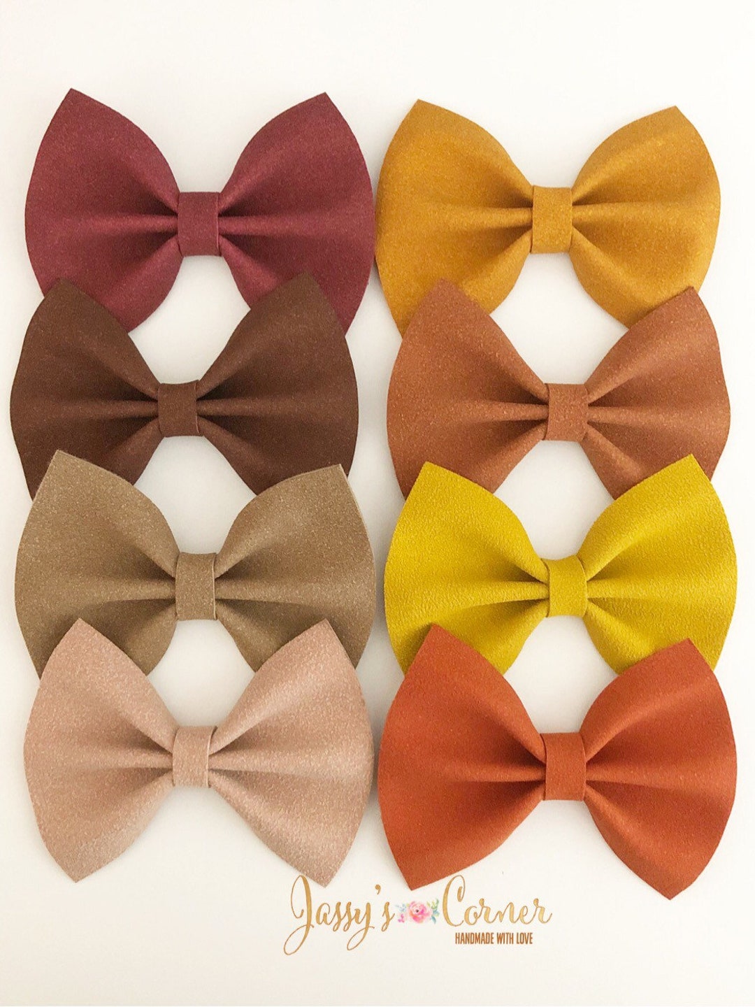 Fall Faux Suede Hairbows Fall Faux Suede Hairclips Fall Bows Fall Clips ...
