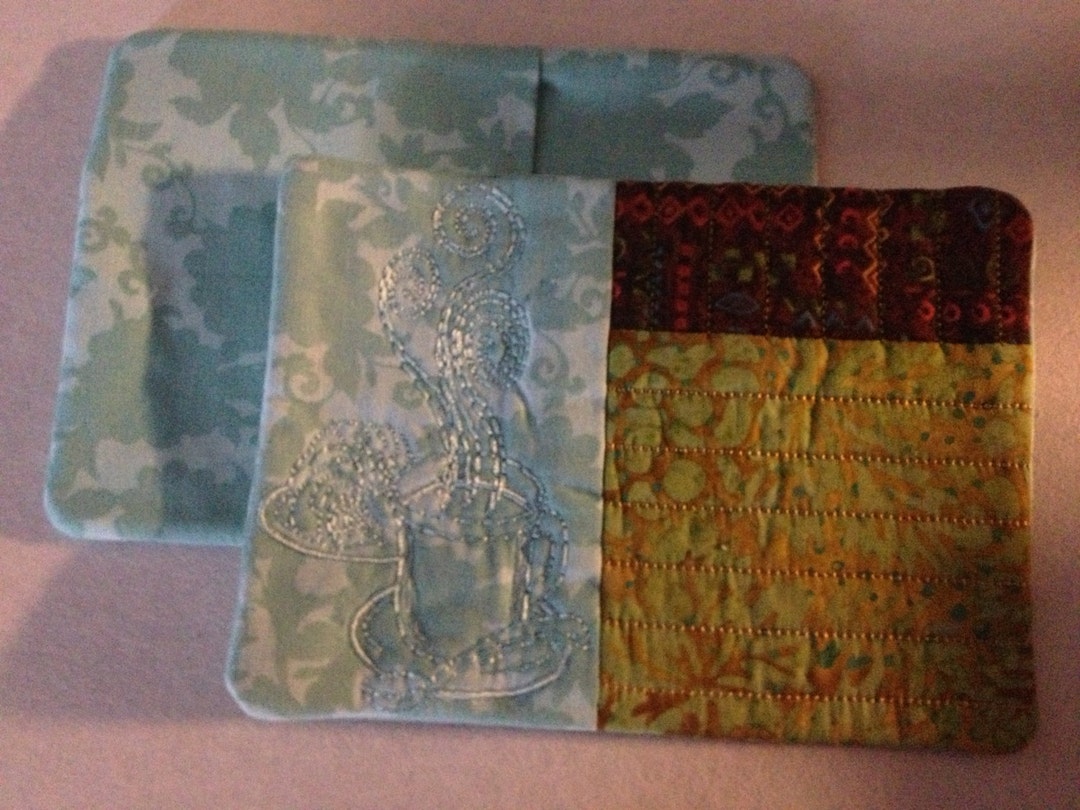 Embroidered Mug Rug - Etsy