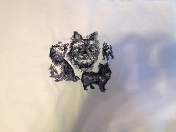 Yorkie Dog Sketch Quilt Block | Etsy