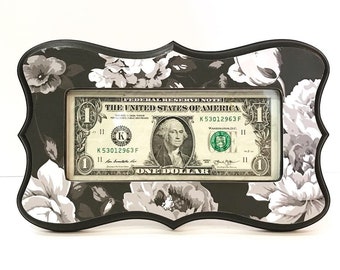 Whimsical First Dollar Bill Picture Frame in White Distressed | Etsy