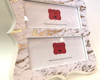 Double Barber & Cosmetology License Frame White Washed - Etsy