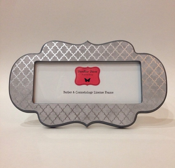 Barber & Cosmetology License Frame Gray Silver Foil Quatrefoil | Etsy