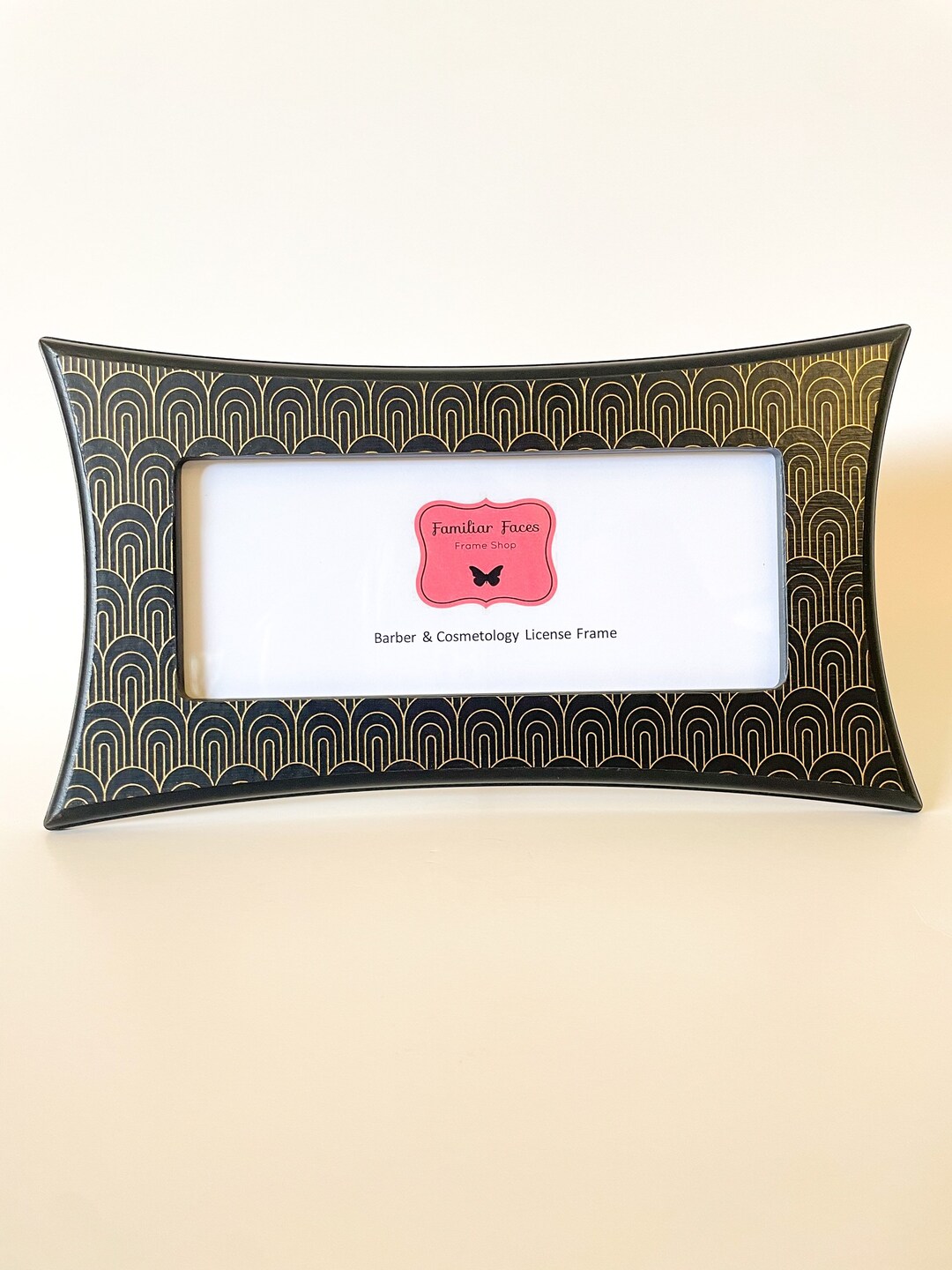 Barber & Cosmetology License Frame Black Gold Foil Modern Arches Print ...