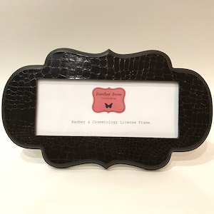 Barber & Cosmetology License Frame in Dark Brown Texturized Faux ...