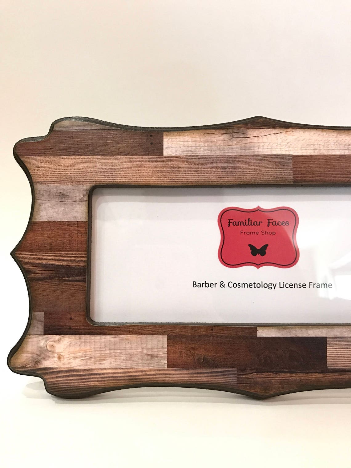 Barber & Cosmetology License Frame Rustic Brown Barn Wood Panels Planks ...