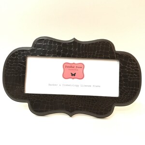 Barber & Cosmetology License Frame in Dark Brown Texturized Faux ...