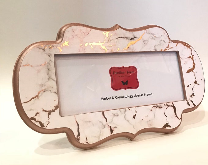 Barber & Cosmetology License Frame in White Pink Gray and Rose Gold ...