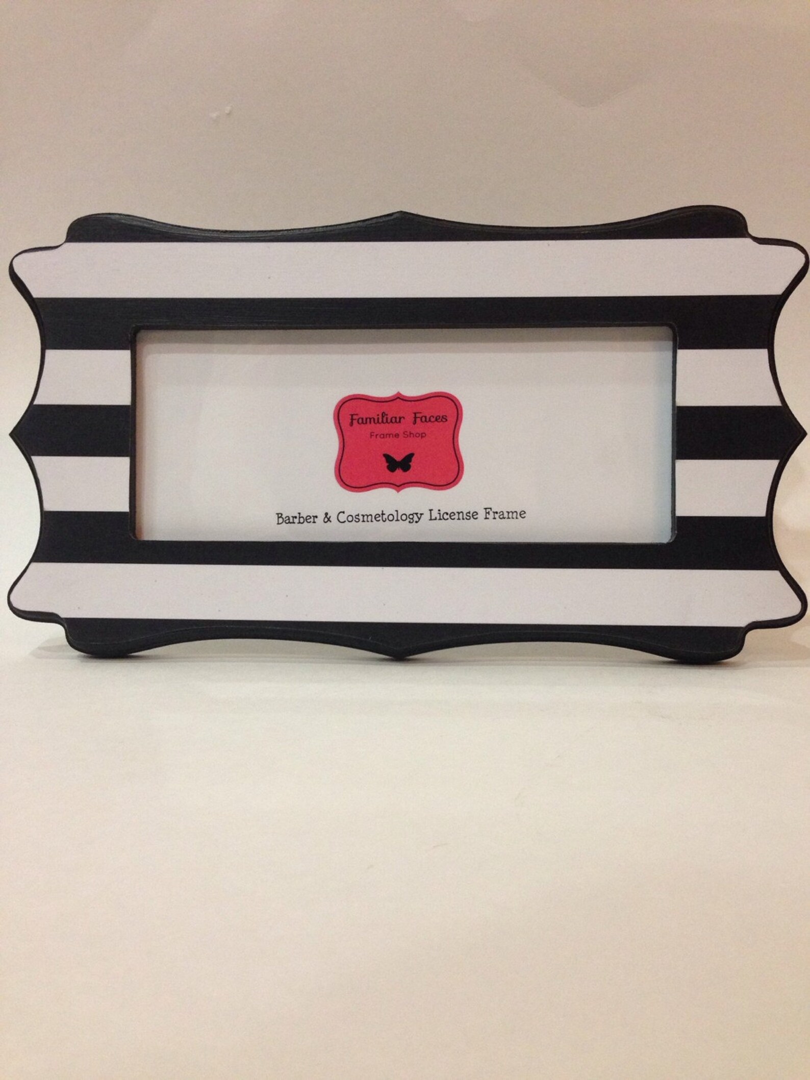 Barber & Cosmetology License Frame Black White Stripes Fits 8 | Etsy