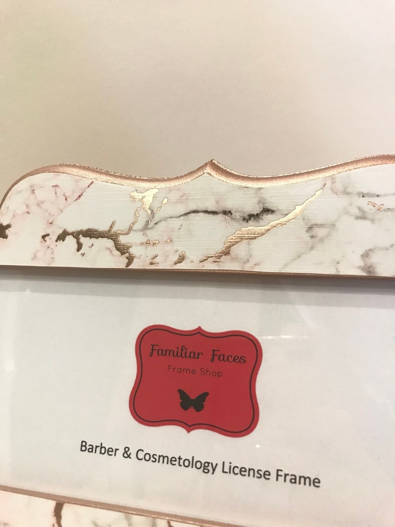 Barber & Cosmetology License Frame in White Pink Gray and Rose Gold ...