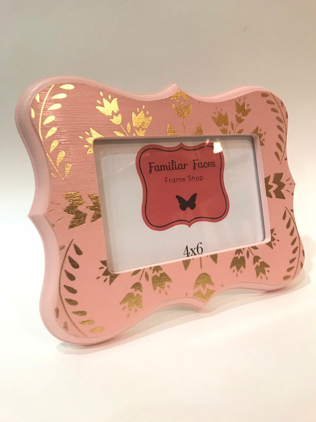 4x6 Whimsical Picture Frame in Pink and Gold Foil Tulip Floral Print - Etsy