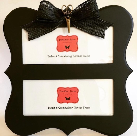 Double Barber Cosmetology License Frame in Solid Black With | Etsy