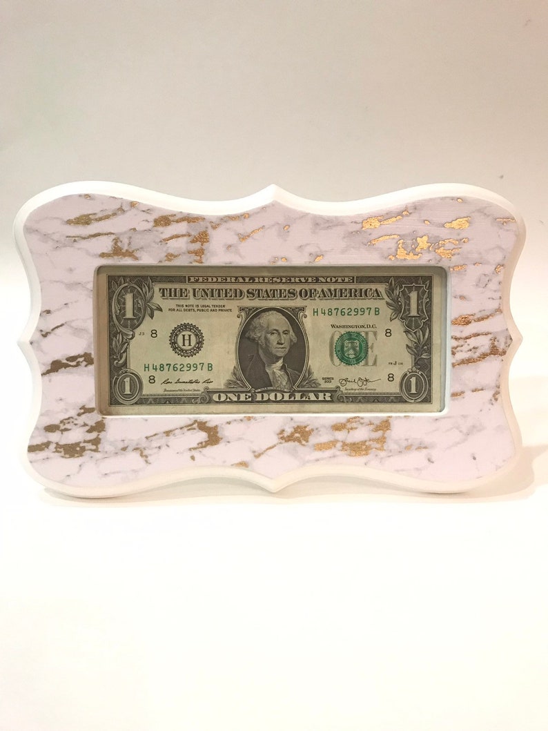 Whimsical First Dollar Bill Picture Frame in White & Gold Foil - Etsy