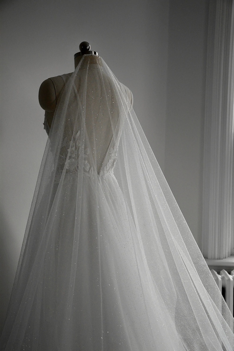 Sparkly Bridal Veil Single Tier Wedding Veil Cut Edge Shimmer - Etsy