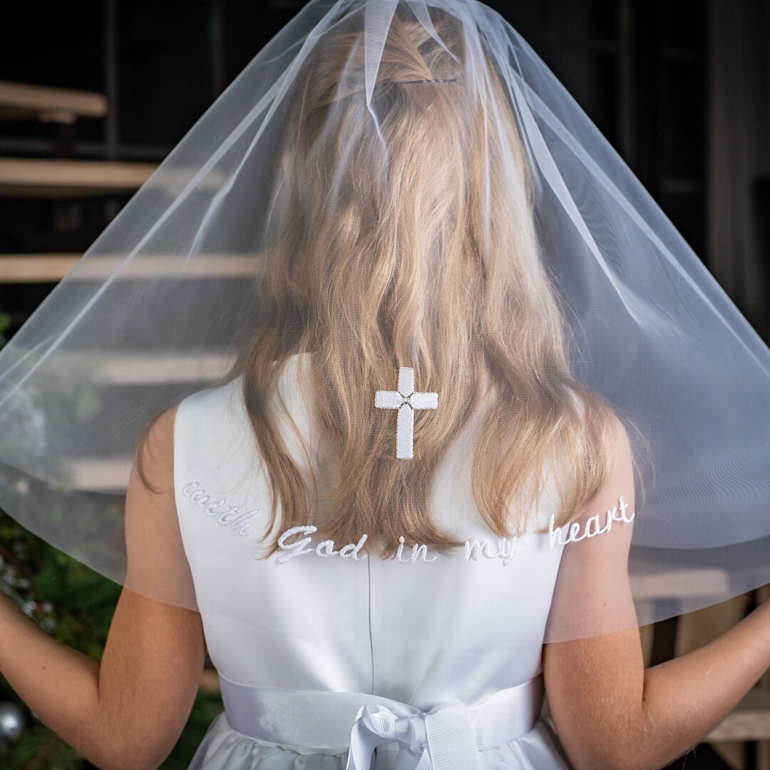 Personalized Holy Communion Veil Flower Girl Veil First Communion Veil ...
